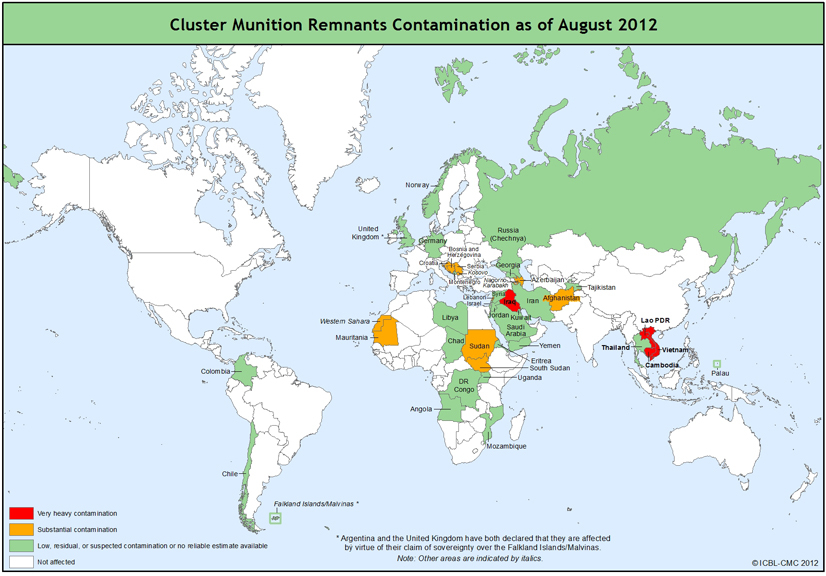 Cluster Munition Remnants Contamination as of August 2012