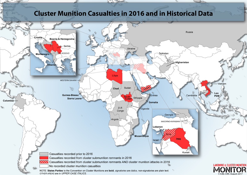 Cluster Munition Casualties in 2016 and in Historical Record